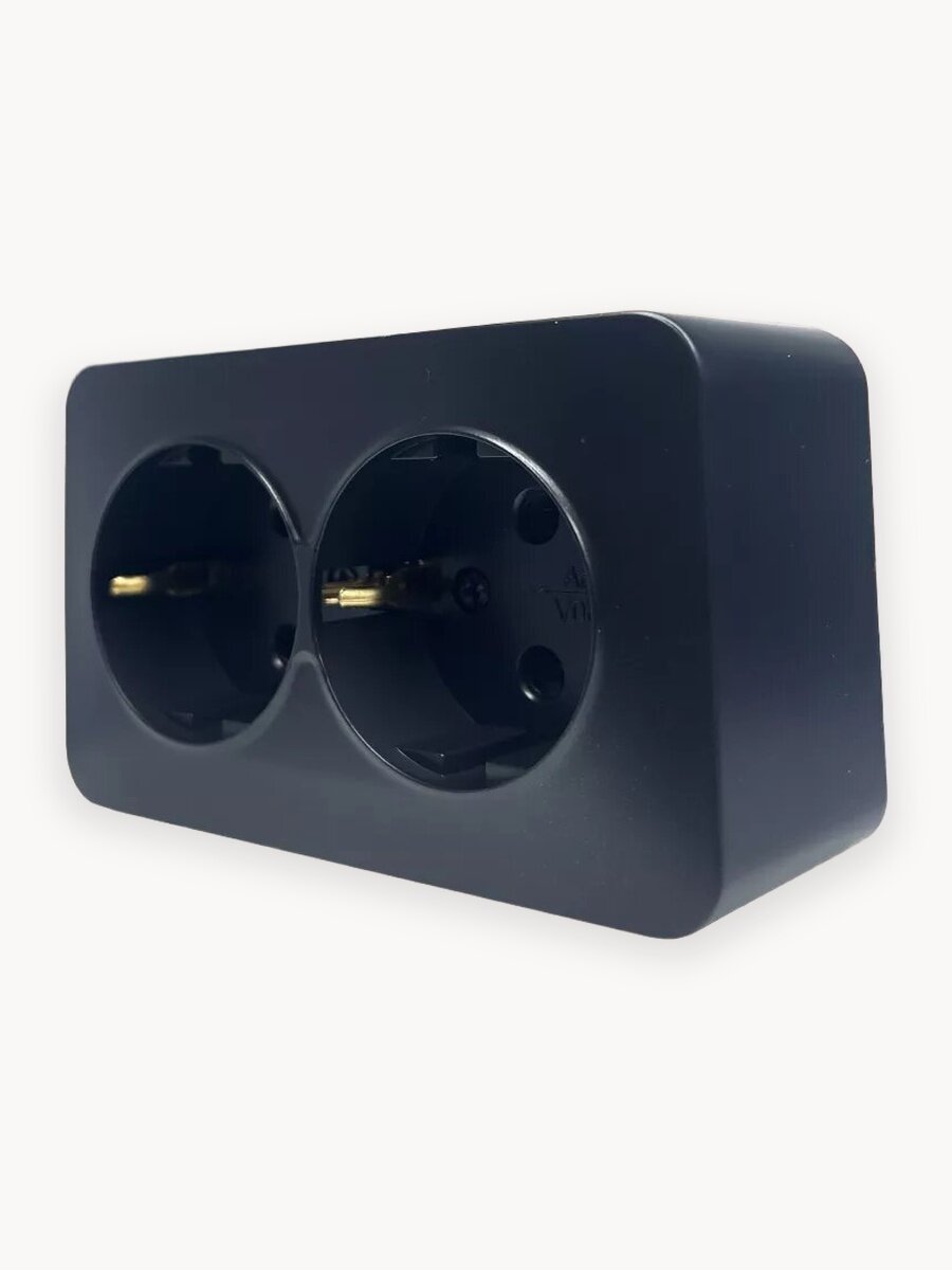 Розетка STEKKER София, накладная, с заземлением, 2 гнезда, черный