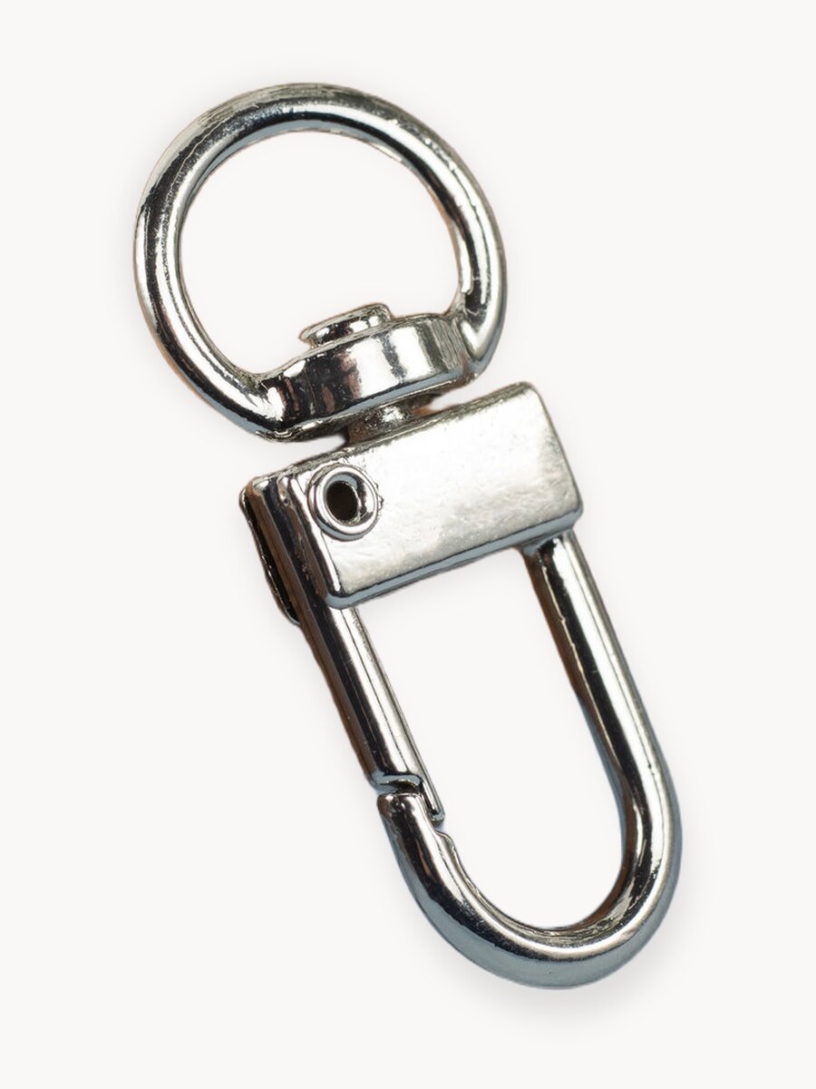 Брелок-карабин металлический COLOR Si, 10 шт, серебристый — фурнитура для сумок и ключей, DIY аксессуары