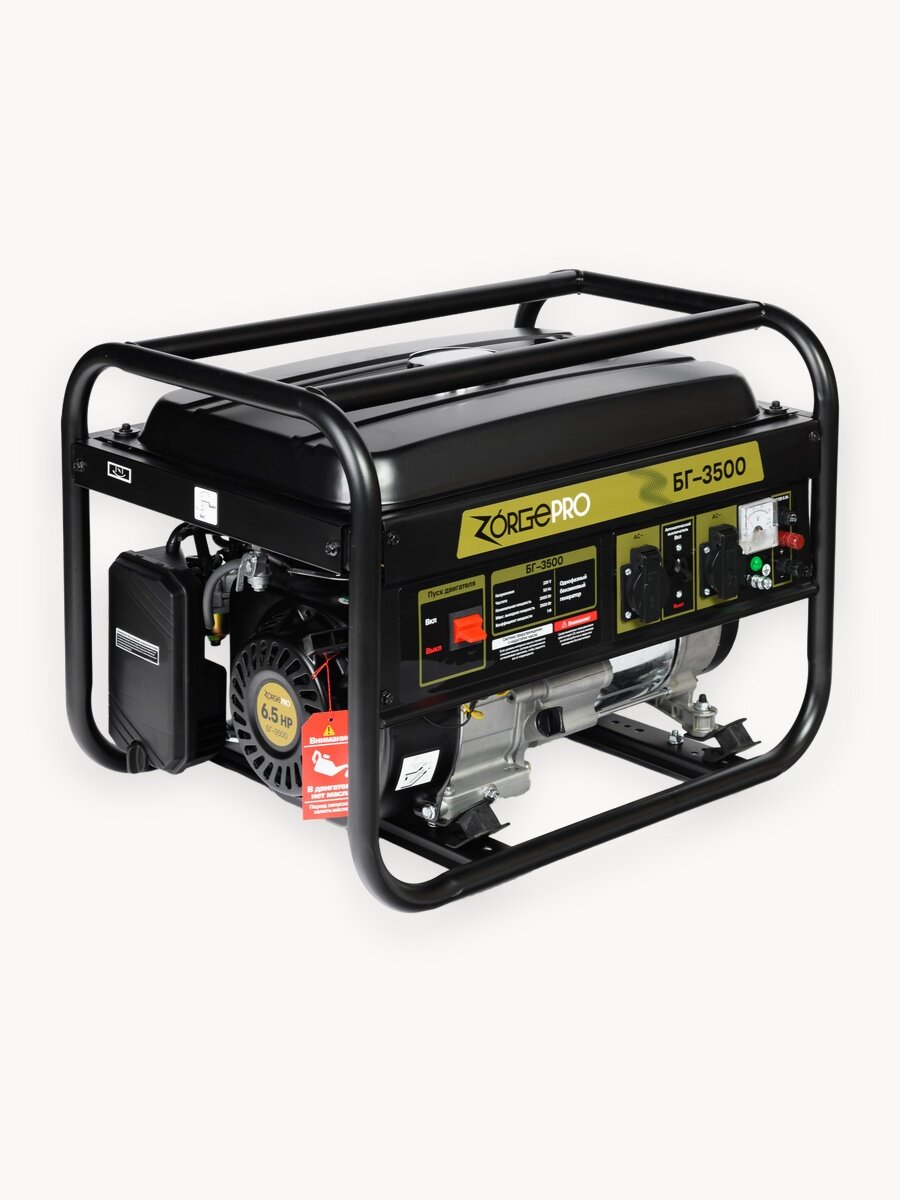 Генератор ZORGEPRO БГ-3500, 4.375кВА, 2 розетки, ручной старт, мощность 3-3,5кВт