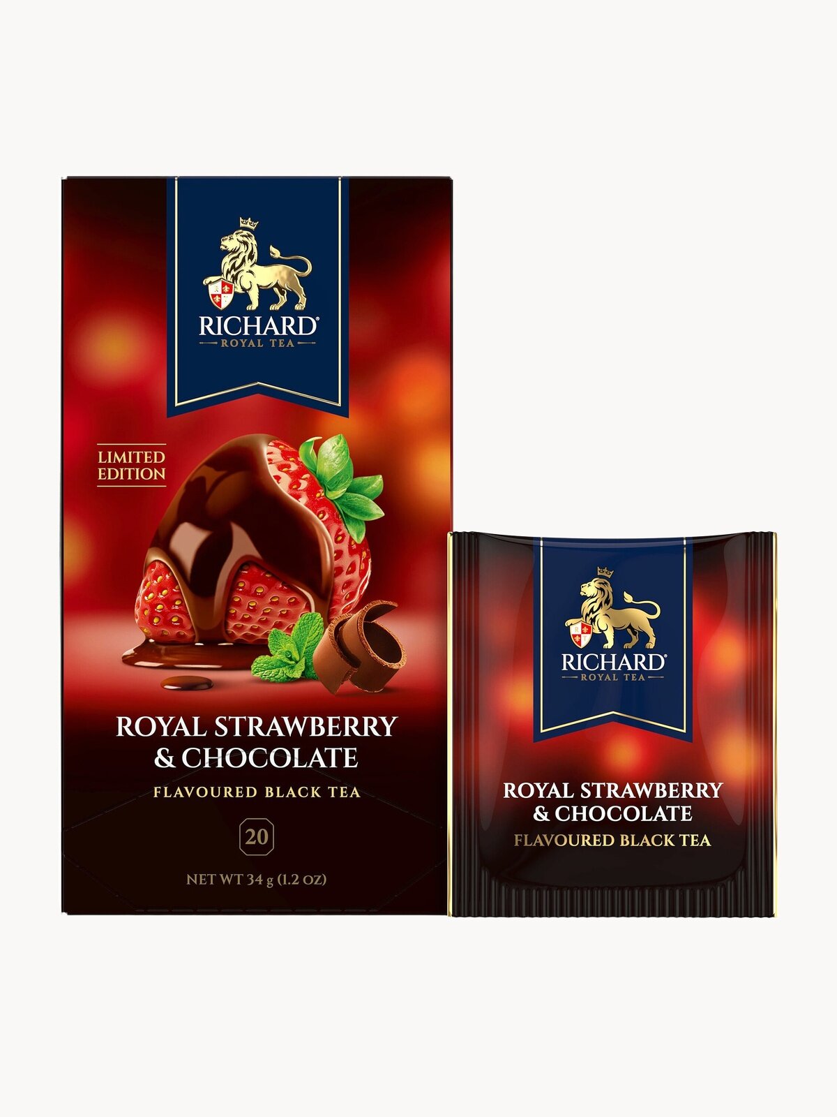 Чай в пакетиках черный Richard Royal "Клубника и шоколад", 3 х 20 пакетиков