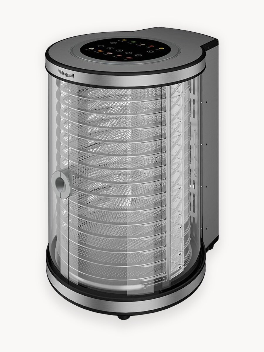 Сушилка для овощей и фруктов/Дегидратор Weissgauff WDH 214 Digital Compact, Объём 25 л, Мощность 1000Вт, 10 Автопрограмм