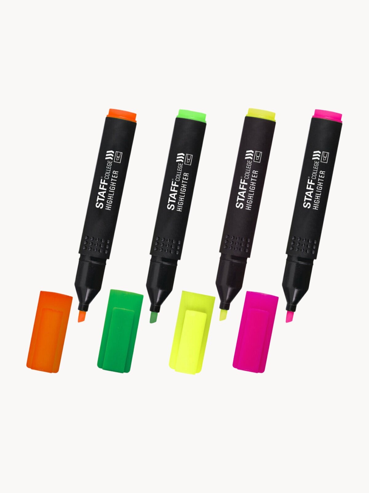 Маркер-текстовыделитель (для выделения текста) набор из 4 шт, Ассорти, Staff College Stick, линия письма 1-4 мм, 151501
