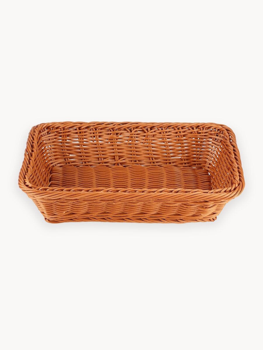 Корзинка для фруктов и хлеба Доляна «Капучино», пластик, плетёная, 34×24×7 см, коричневая