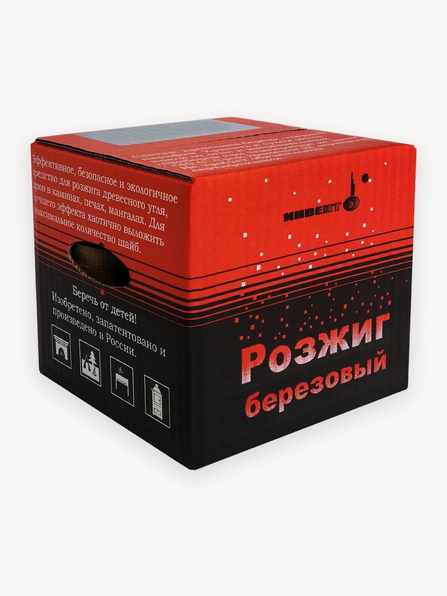 Шайбы березовые для розжига (40 шт), Инвенто / Дрова для камина, печки, мангала, стартера, щепочницы, костра