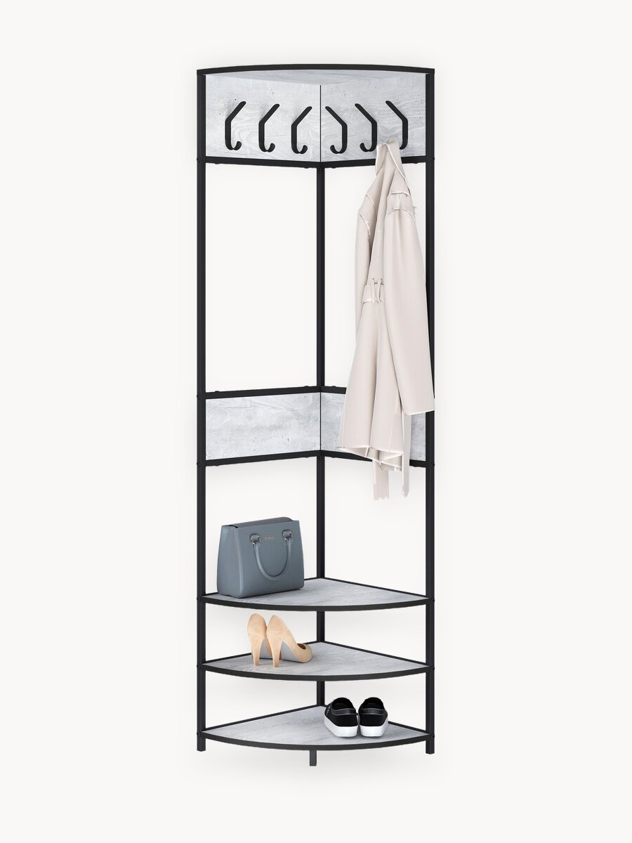 Прихожая угловая, вешалка напольная Лофт 50х202 см, Белый бетон пайн