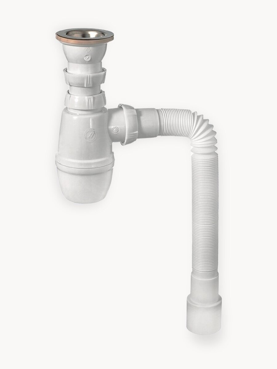 Сифон для мойки WIRQUIN Минор с выпуском и гибким соединением