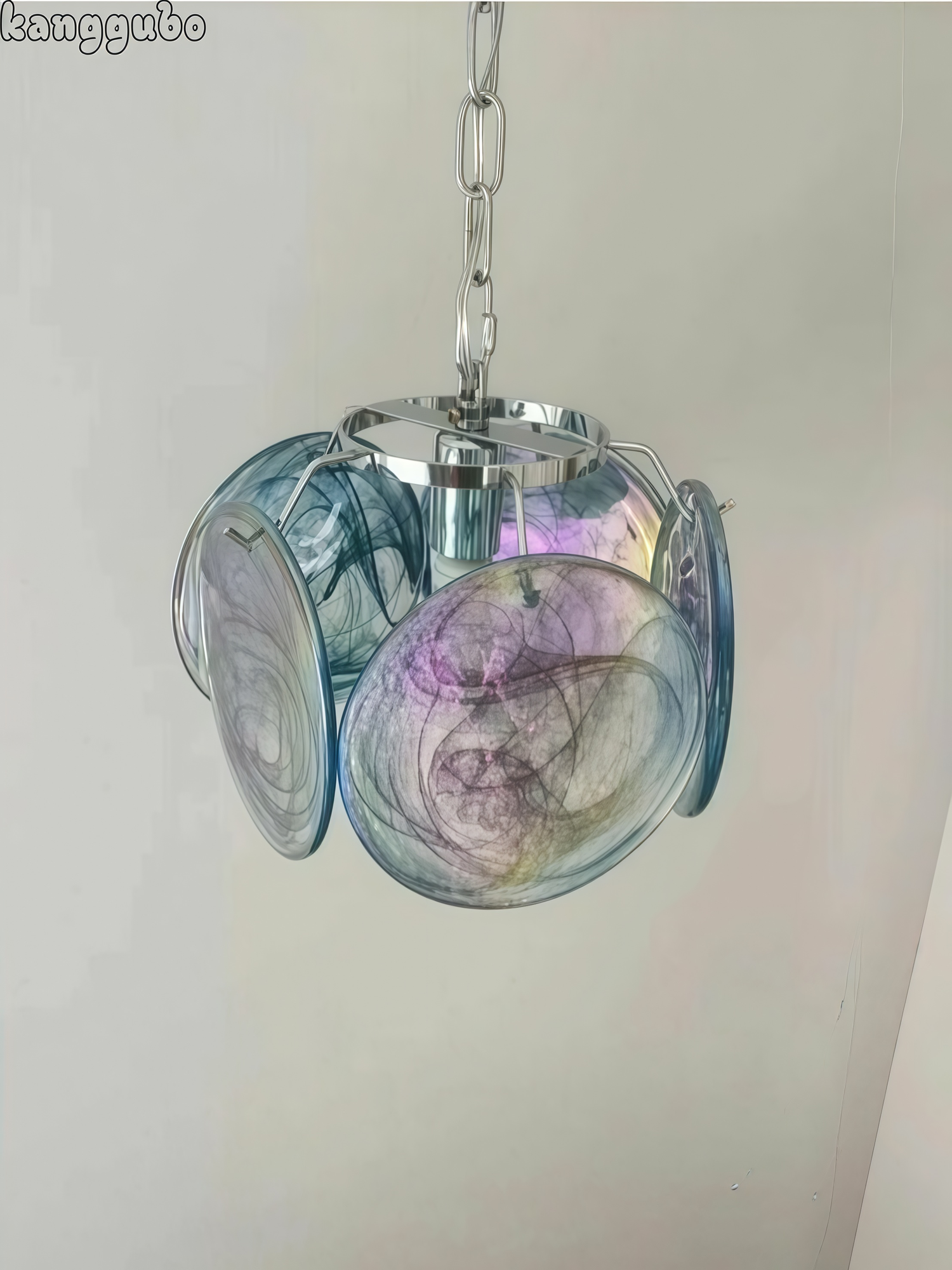 Люстра из муарового стекла, E14, 3 цвета, LED, диаметр 23 см