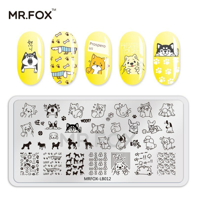 Fox Mr. Премиум суккулентный рисунок лисы Шаблон для маникюра, 1 шт