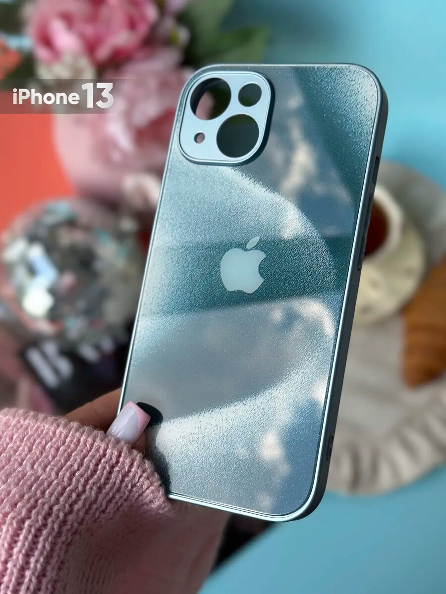 Чехол на iPhone 13 стеклянный с принтом