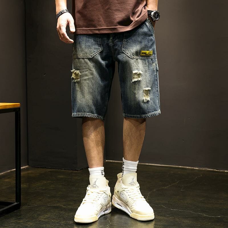 Тренд RONG CH Мужские Джинсы Кроп Лето Свободные Тейперд Деним, Размер_29