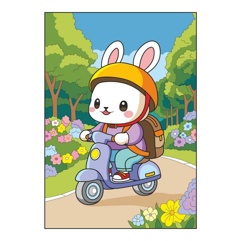 Картина по номерам для детей "Зайчик в парке" на картоне 20х30 см, набор для творчества