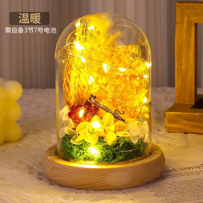 Сохраненные цветы DIY материалы стеклянная крышка ручная работа сухие цветы декор ночник новогодний подарок на день рождения командный строй салон