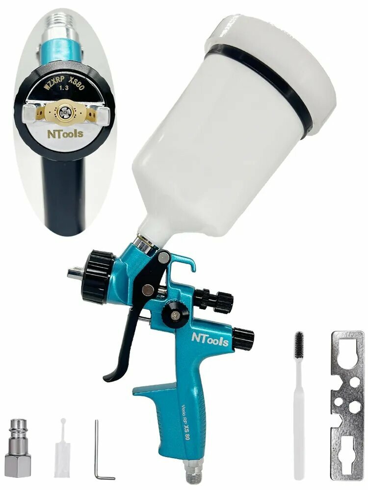 Краскопульт с щелевой насадкой, высокодисперсный распылитель воздуха 1,3 мм, краскопульт на водной основе для компрессоров, бак 600 куб. см