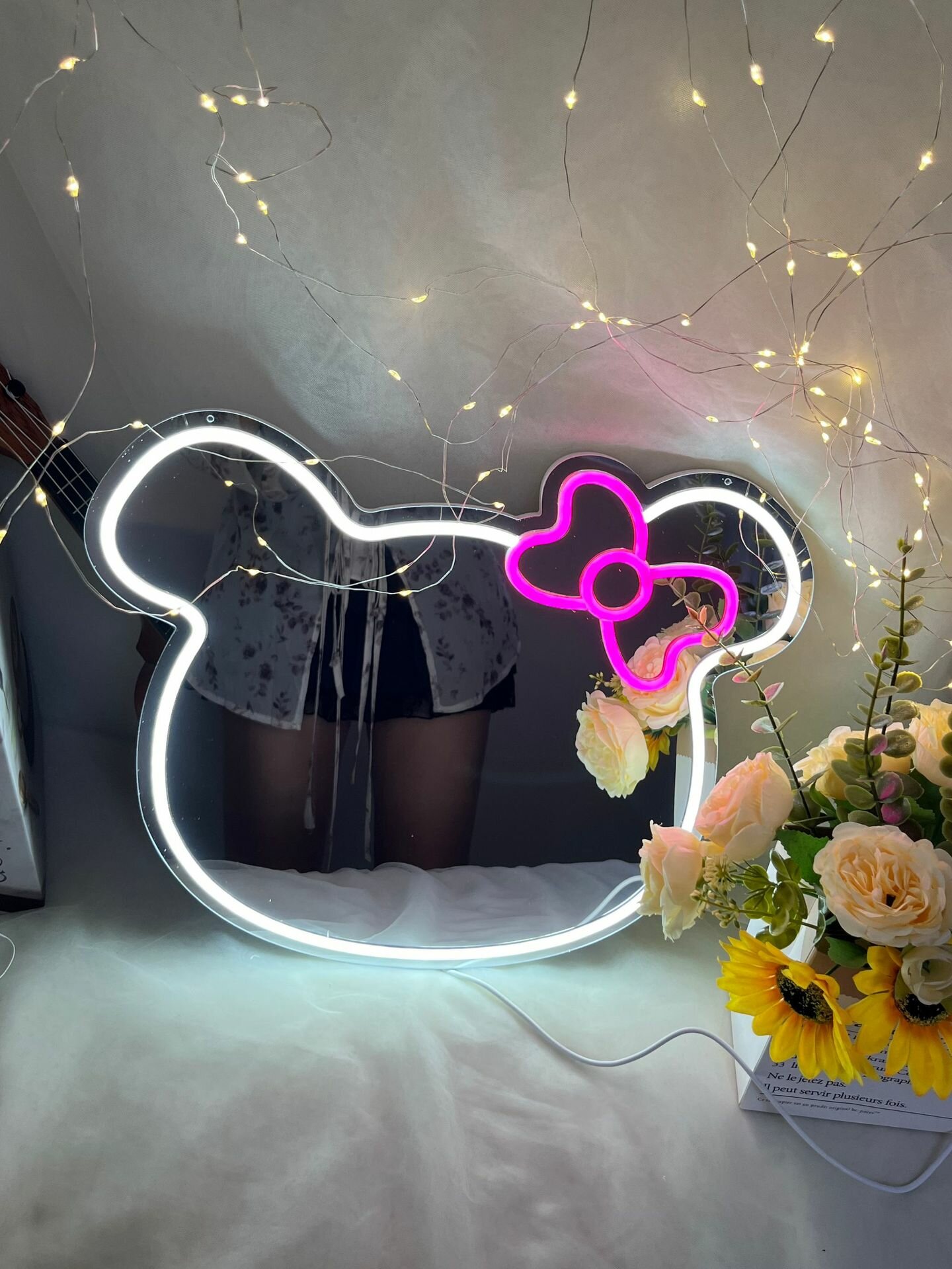 Светодиодное USB-зеркало с цветной подсветкой, неоновая подсветка, декор для дома, атмосферный свет, зеркало для макияжа, ночник