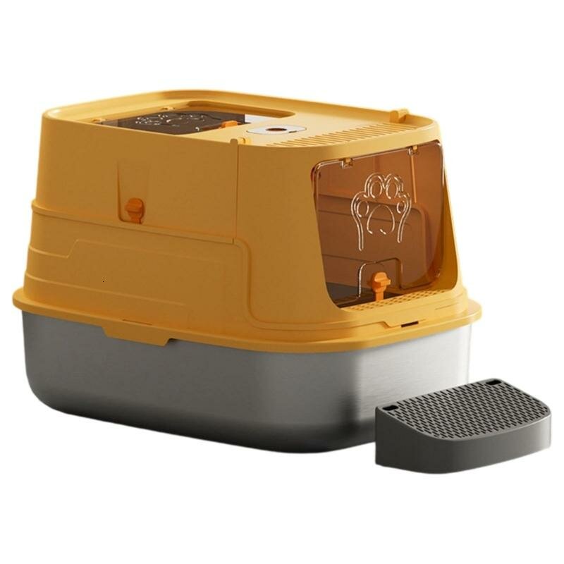 Большой противозапаховый лоток для кроликов и хорьков, Желтый