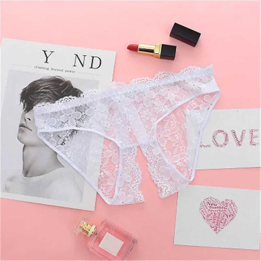 Женское сексуальное нижнее белье, трусики, брифы, прозрачные, для секса Розовый, L, White A