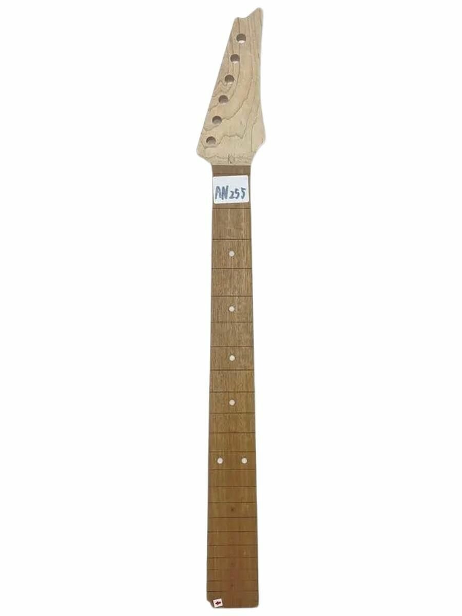 AN255 Незавершенный гриф для электрогитары без ладов, для самостоятельной сборки. Серия с поврежденной накладкой грифа.