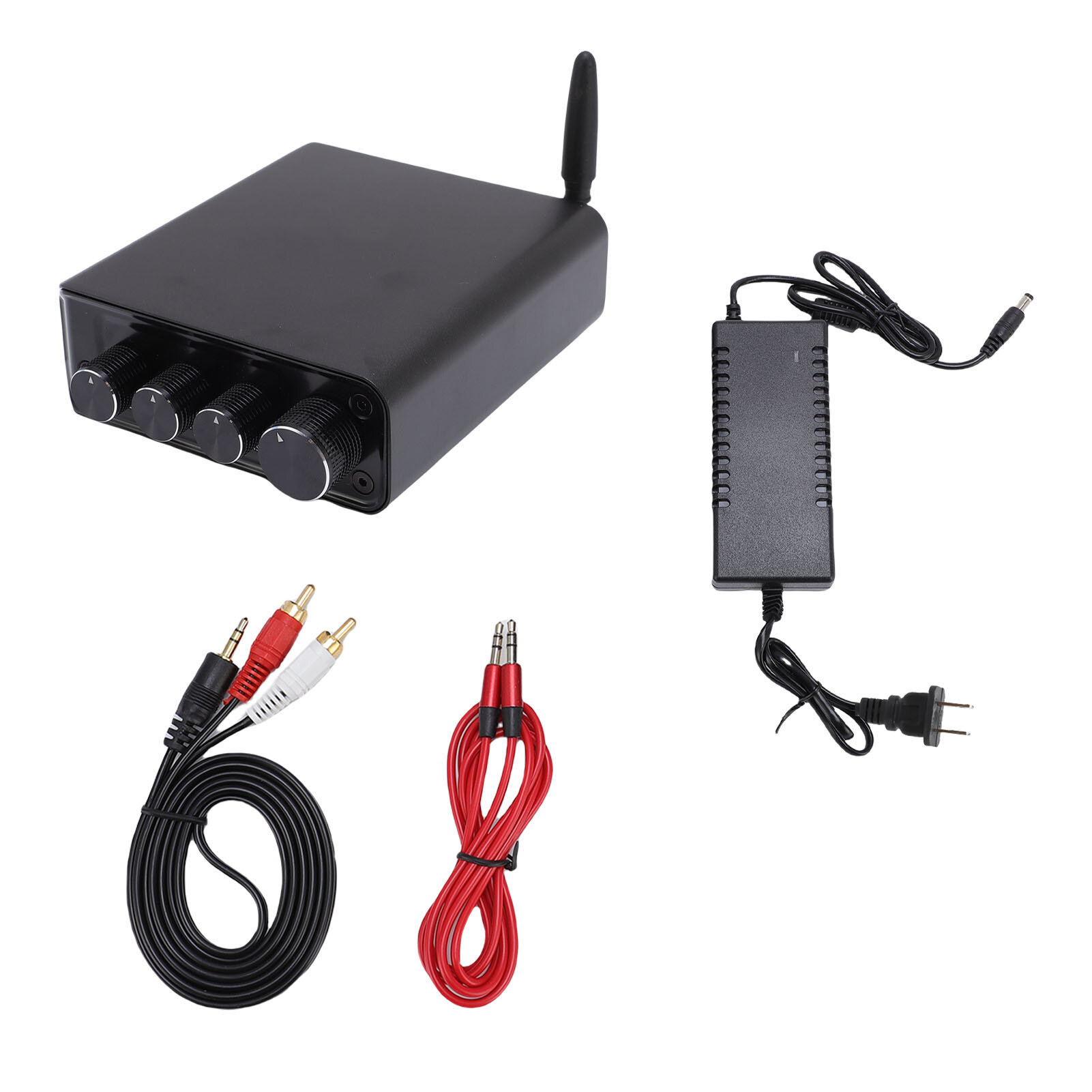 Стереоусилитель с Bluetooth 5.4, USB, AUX-входом, 2 канала, 50 Вт x 2, HiFi усилитель для MP3, WAV, WMA, APE, FLAC, вилка США.