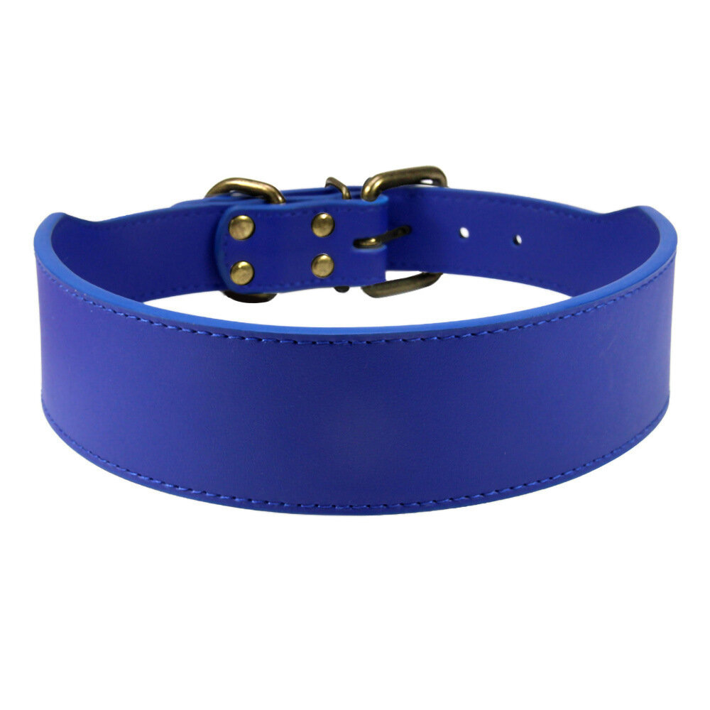 Винтажный широкий кожаный ошейник из супермягкой кожи для средних и крупных собак, темно-синий, ширина 5 см x длина 51