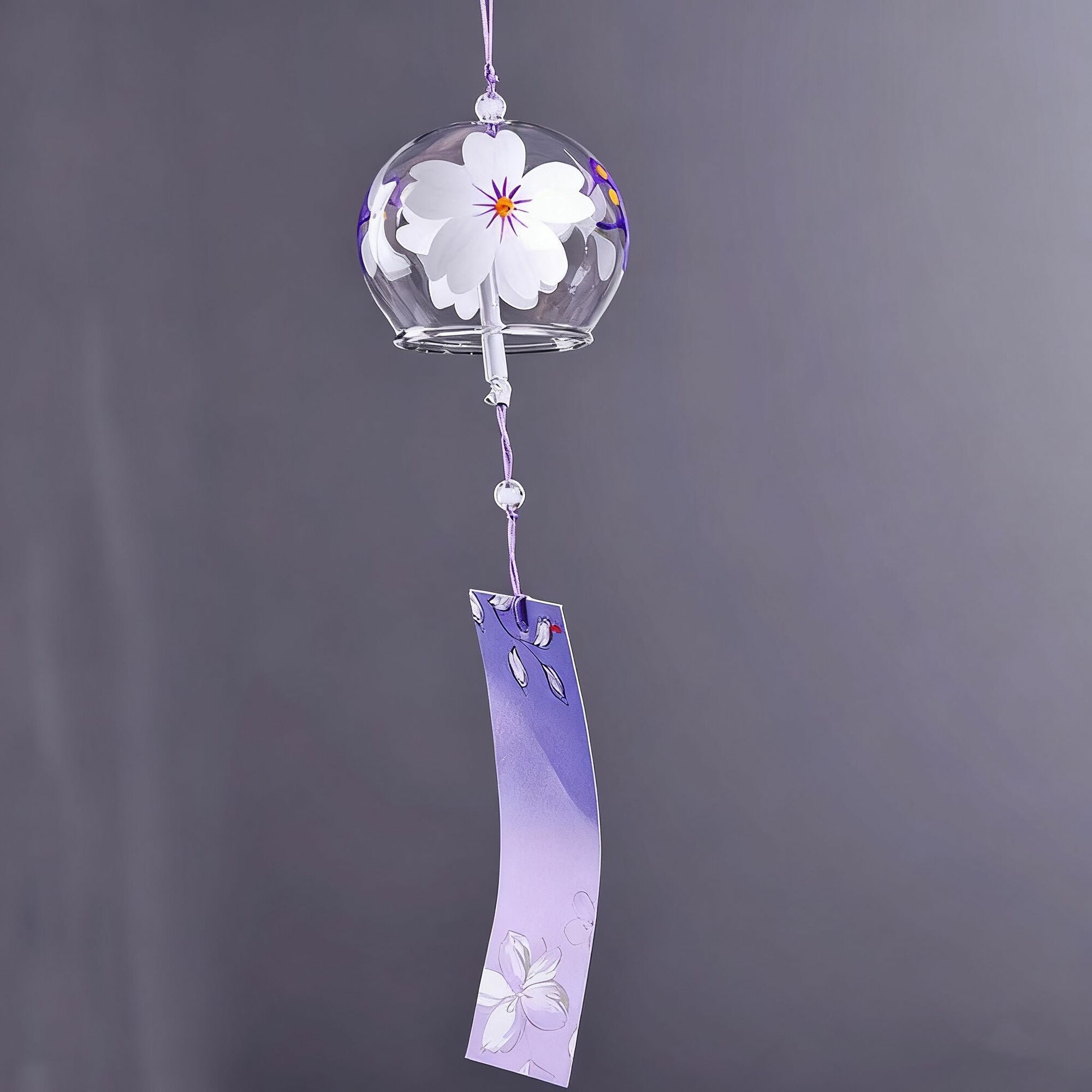 Ветряные колокольчики в японском стиле Бело-фиолетовые цветы