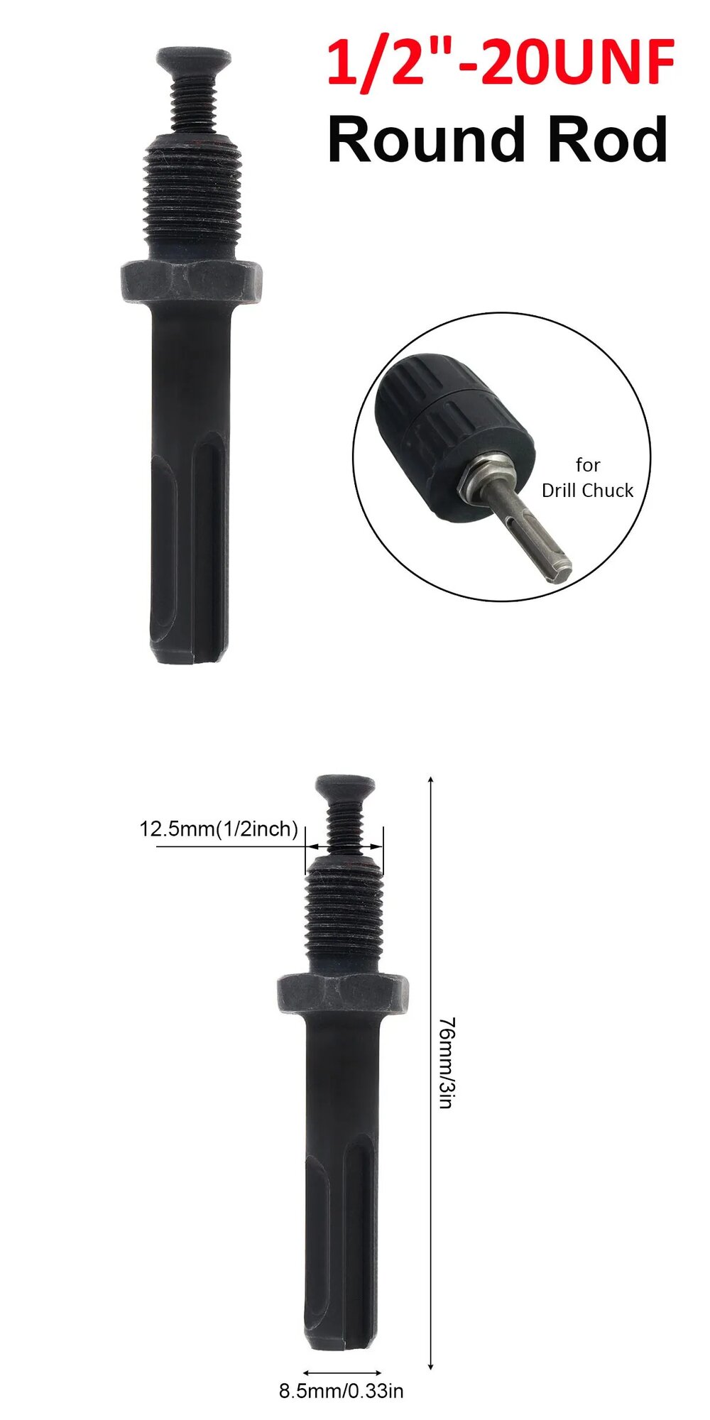 1/2"-20UNF Round Rod для электроинструмента