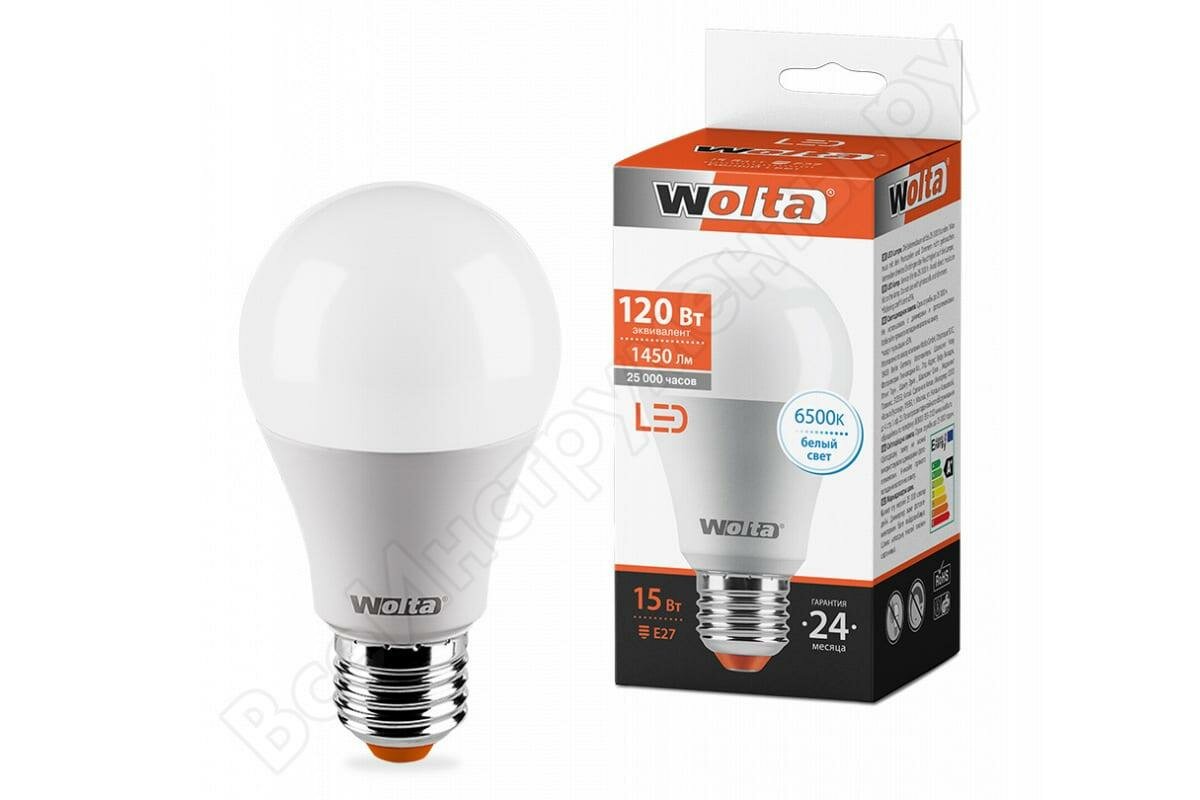 Лампа светодиодная 15W 25W60BL15E27 Е27 А60 10 светод 6500К холод БЕЛ WOLTA