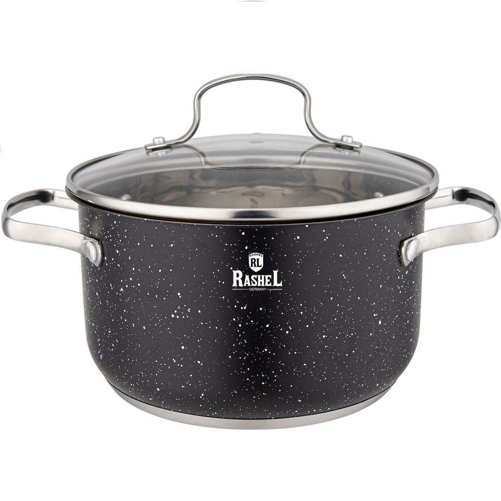 Кастрюля нерж 2.6Л стефани черный гранит СТ/КР мерная ШК. Капсул. ДНО для всех видов плит RASHEL
