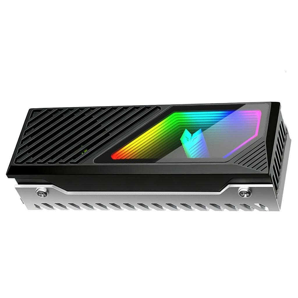 Алюминиевый радиатор M.2 SSD с вентилятором и ARGB подсветкой, Черный