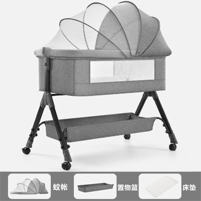 Детская кроватка, соединяемая кровать, передвижная складная многофункциональная колыбель, кровать для новорожденных, прикроватная кровать, популярная детская кровать