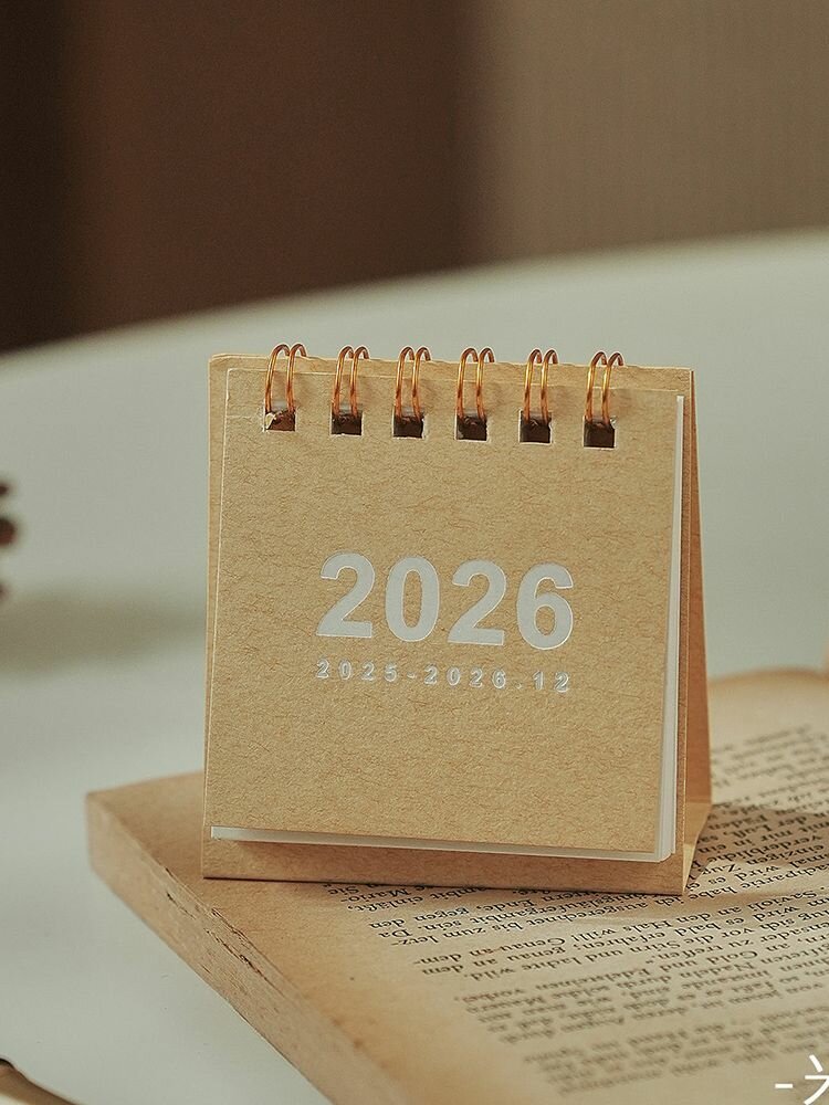 Минималистичный настольный календарь 2026 года, портативный мини-календарь в стиле MUJI, планировщик для рабочего стола и ежедневных заметок