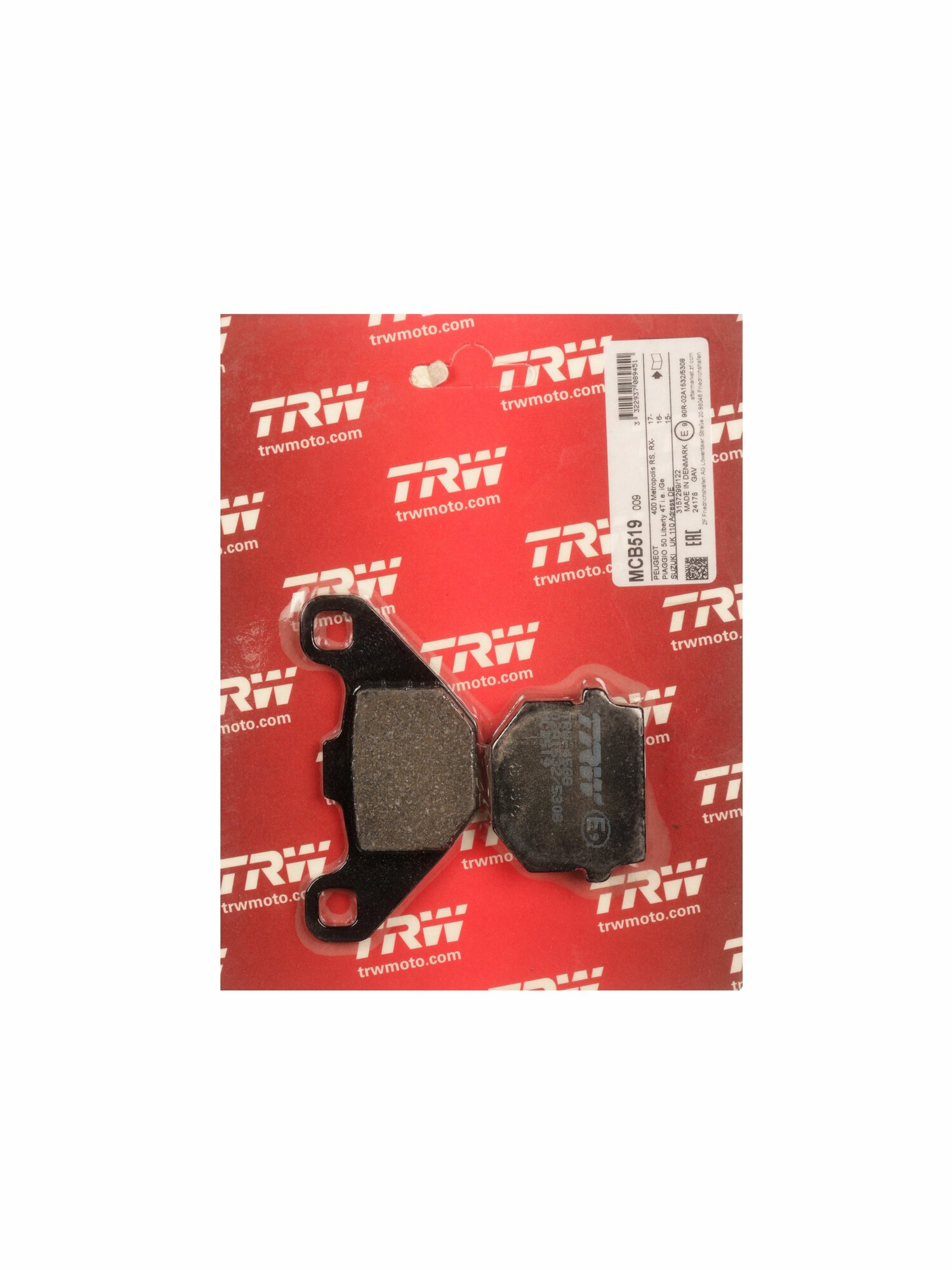 Колодки тормозные дисковые для мото TRW (MCB519)