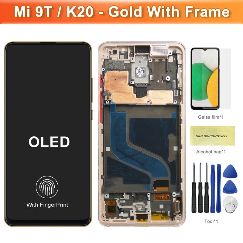 6,39 "Super Amoled Mi 9T ЖК-дисплей для Xiaomi Mi 9T Pro ЖК-дисплей с цифровым преобразователем сенсорного экрана в сборе для Redmi K20 Pro Redmi K20 Экран OLED GoldFrame