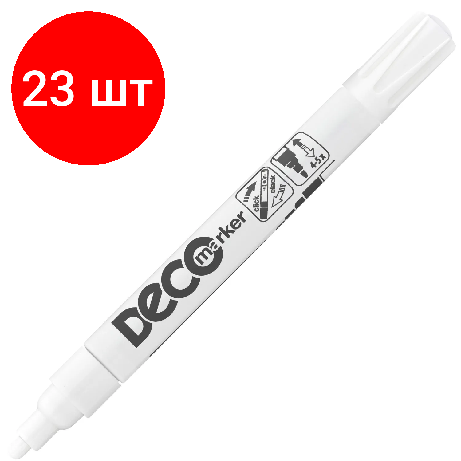 Комплект 23 штук, Маркер лаковый ICO DECO белый 2-4 мм