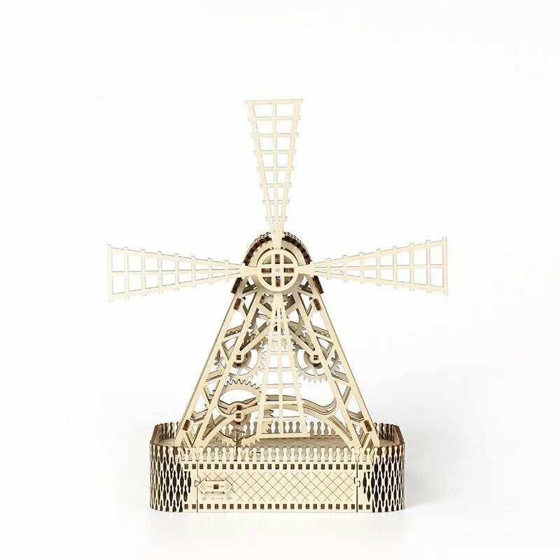 Деревянные строительные блоки в сборе-ветряная мельница, креативное украшение рабочего стола