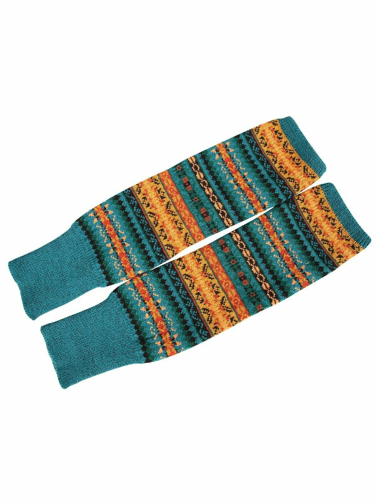 Женские босоножки в стиле бохо, вязаные гольфы до колена, синий зеленый