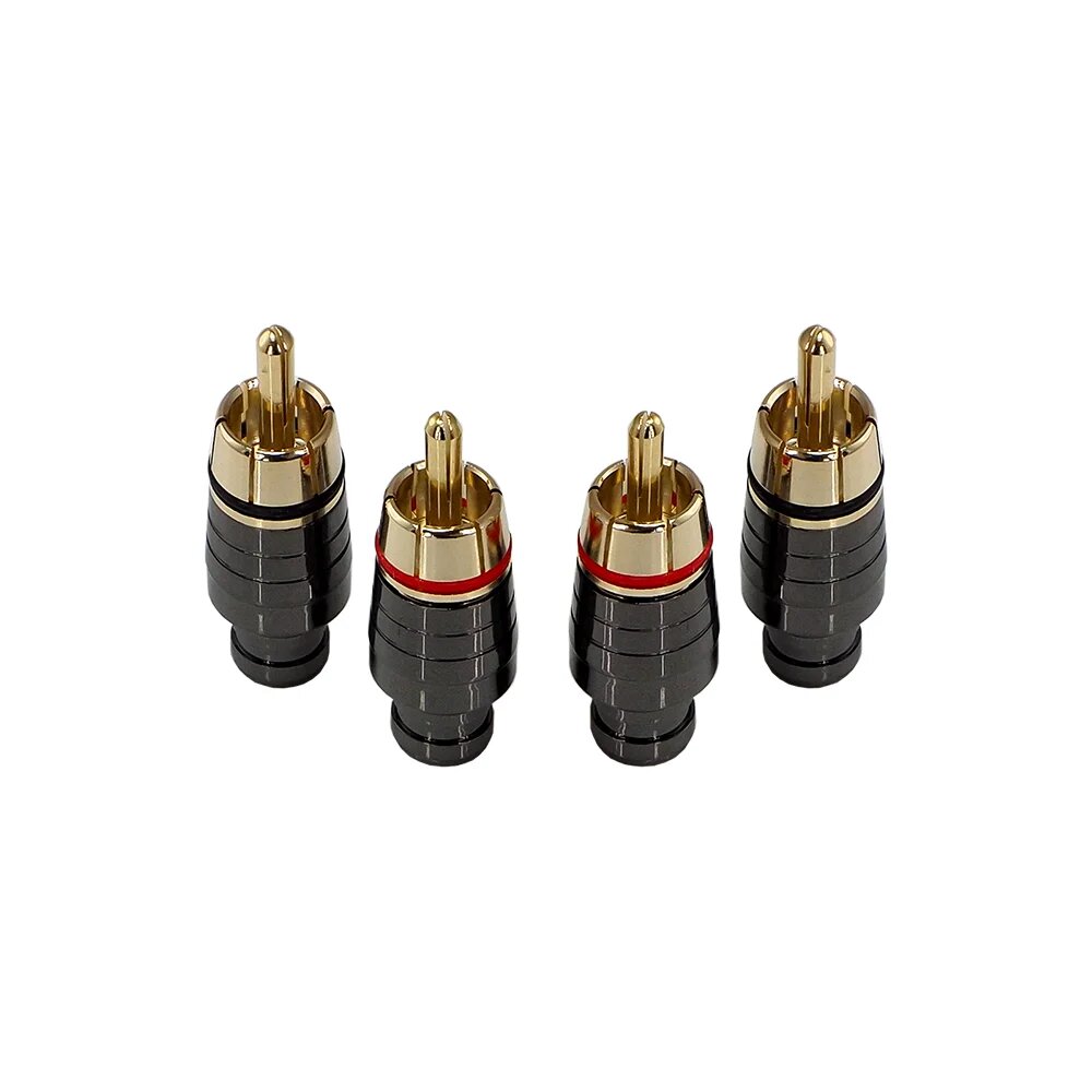 Коннектор для кабеля AURA RCA до 6 мм, 2 красных + 2 черных, блистер RCA-P604