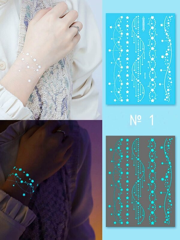 Временная татуировка, переводные тату, переводилка, светящиеся татуировки