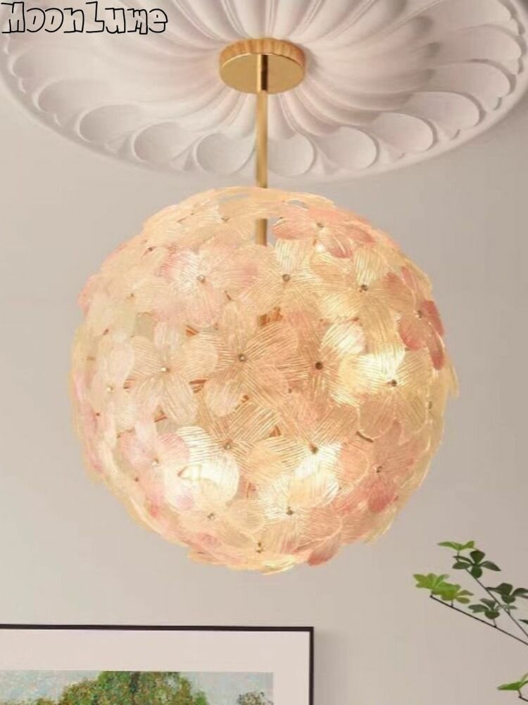 Роскошная стеклянная люстра с лепестками из хрусталя