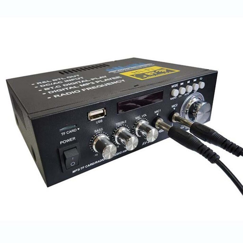 Высокомощный 30 + 30 Вт стерео аудиоусилитель, USB-слот для карты TF, порт микрофона с прозрачным светодиодным дисплеем для улучшения звука