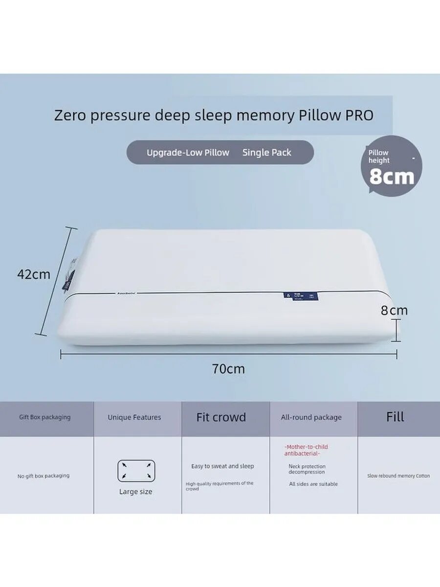 Подушка Низкая 8см, 1 шт