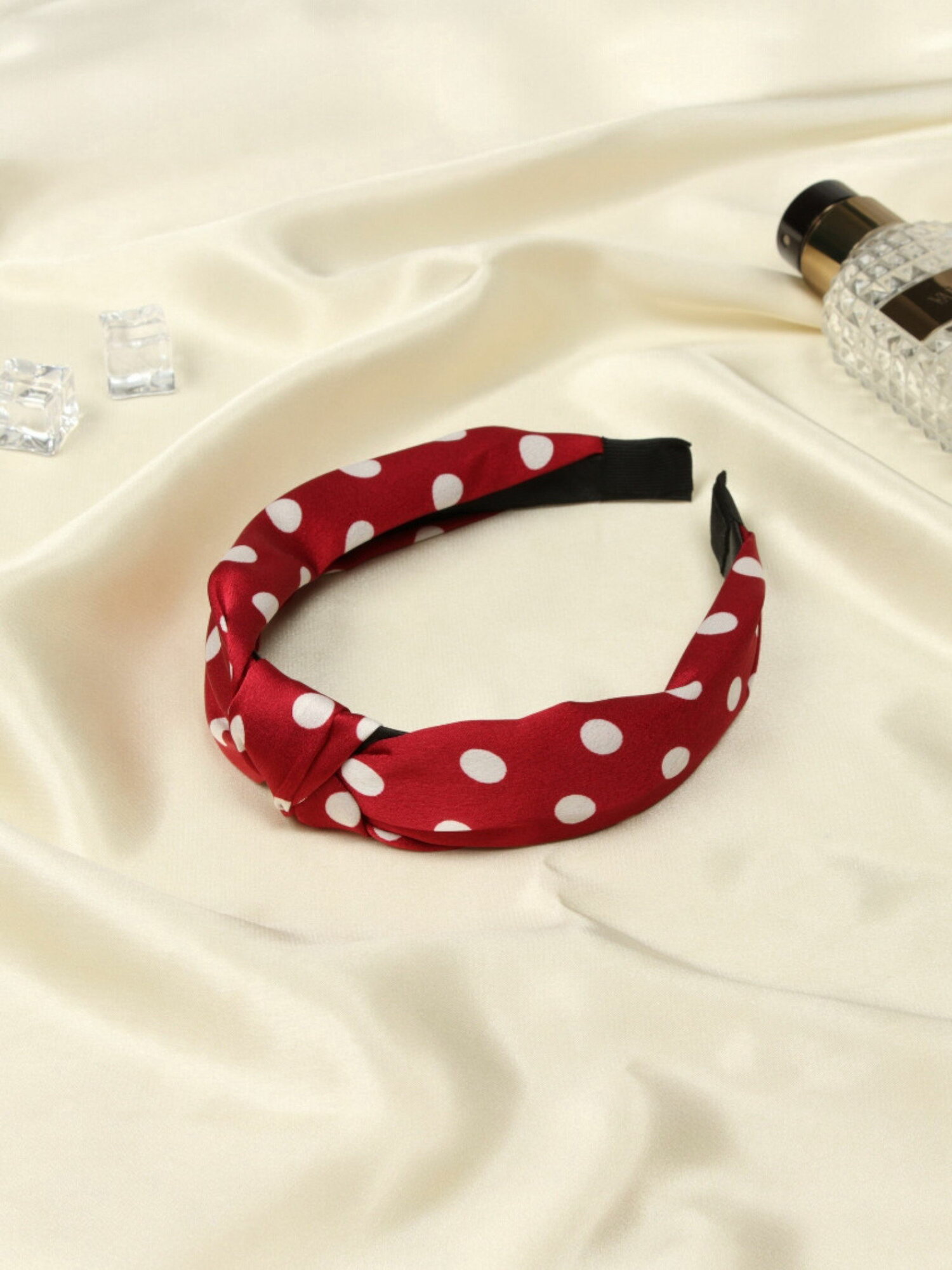 Ободок для волос "Кокетка", 3 см, красный горох, тип: ободок