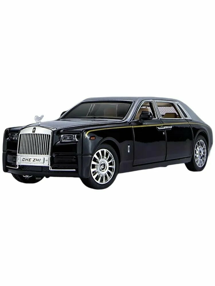 Модель автомобиля Rolls-Royce Phantom 1:24, игрушечный мальчик, (автомобиль Rolls-Royce Ghost), черная машина, серебристый чехол