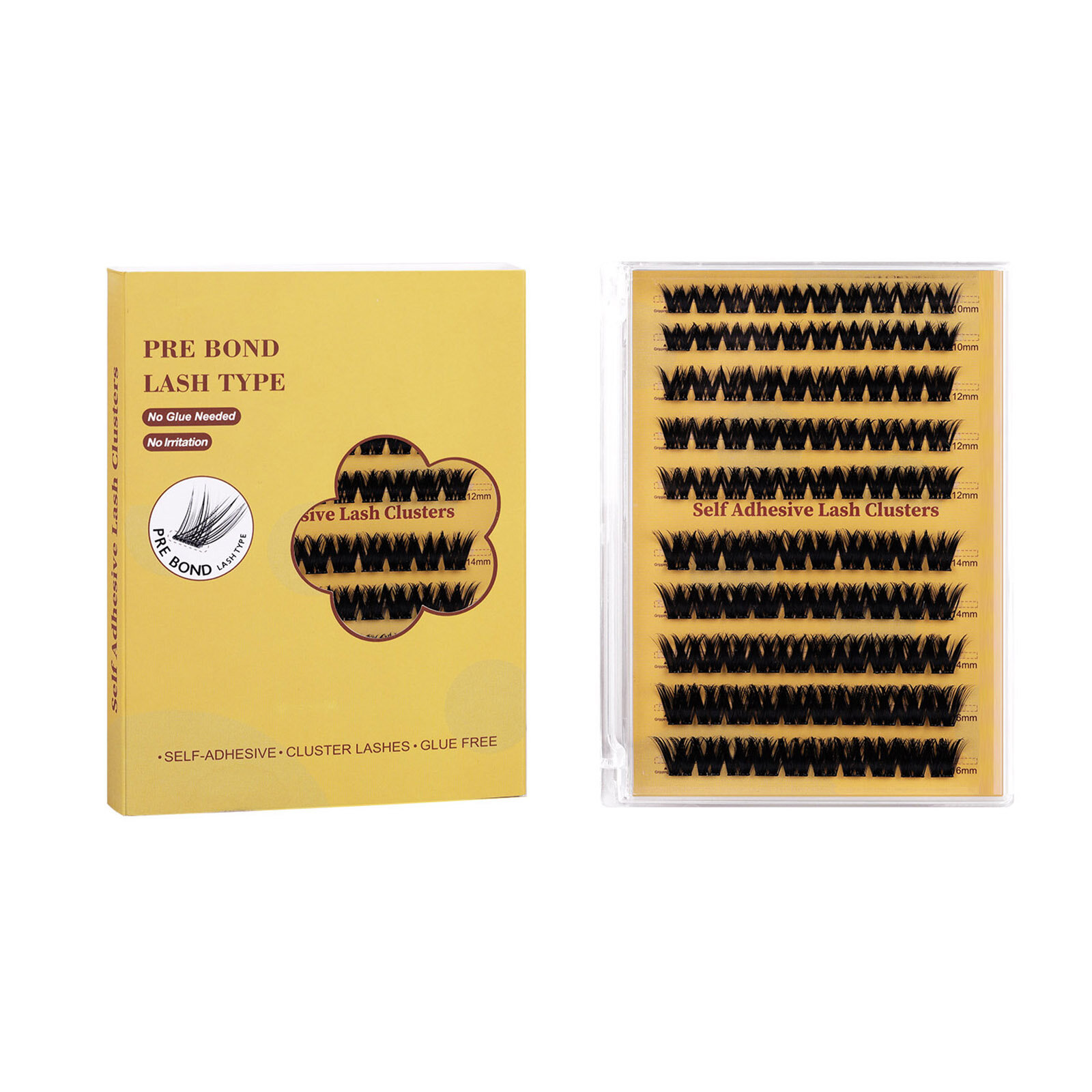 Cluster Lashes 100pcs DIY Eyelash Extension D Curl Long Individual Lashes Mixed Tray Faux Mink Lash Clusters Extensions Black 10-16mm