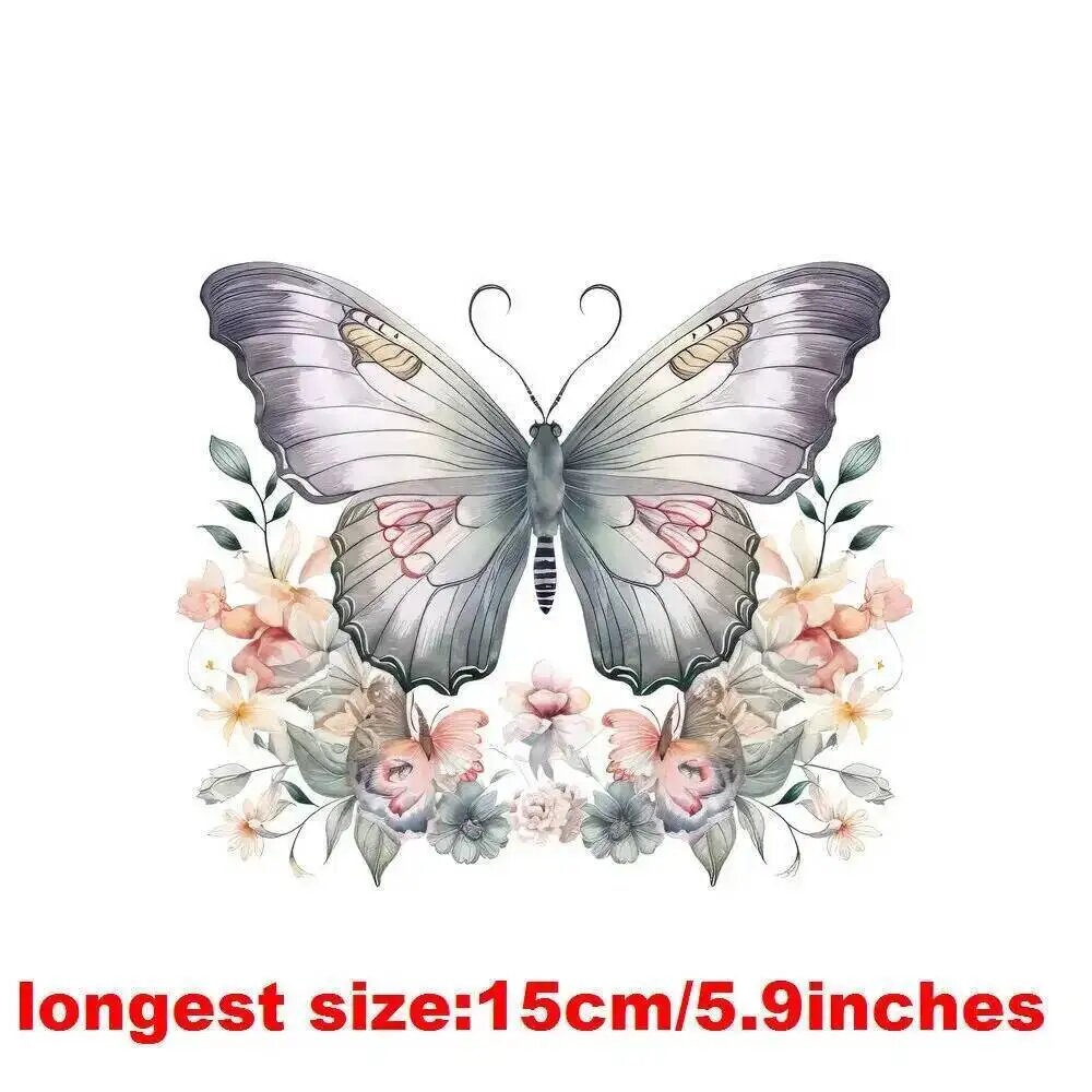 Детские переводные нашивки 15см цветок бабочка YTH0209-14
