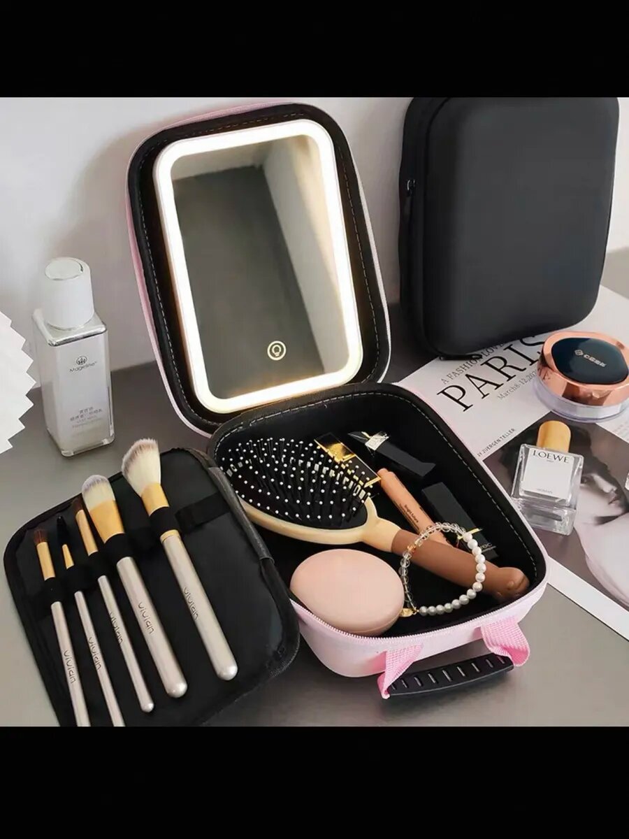 Косметичка женская с зеркалом и подсветкой
