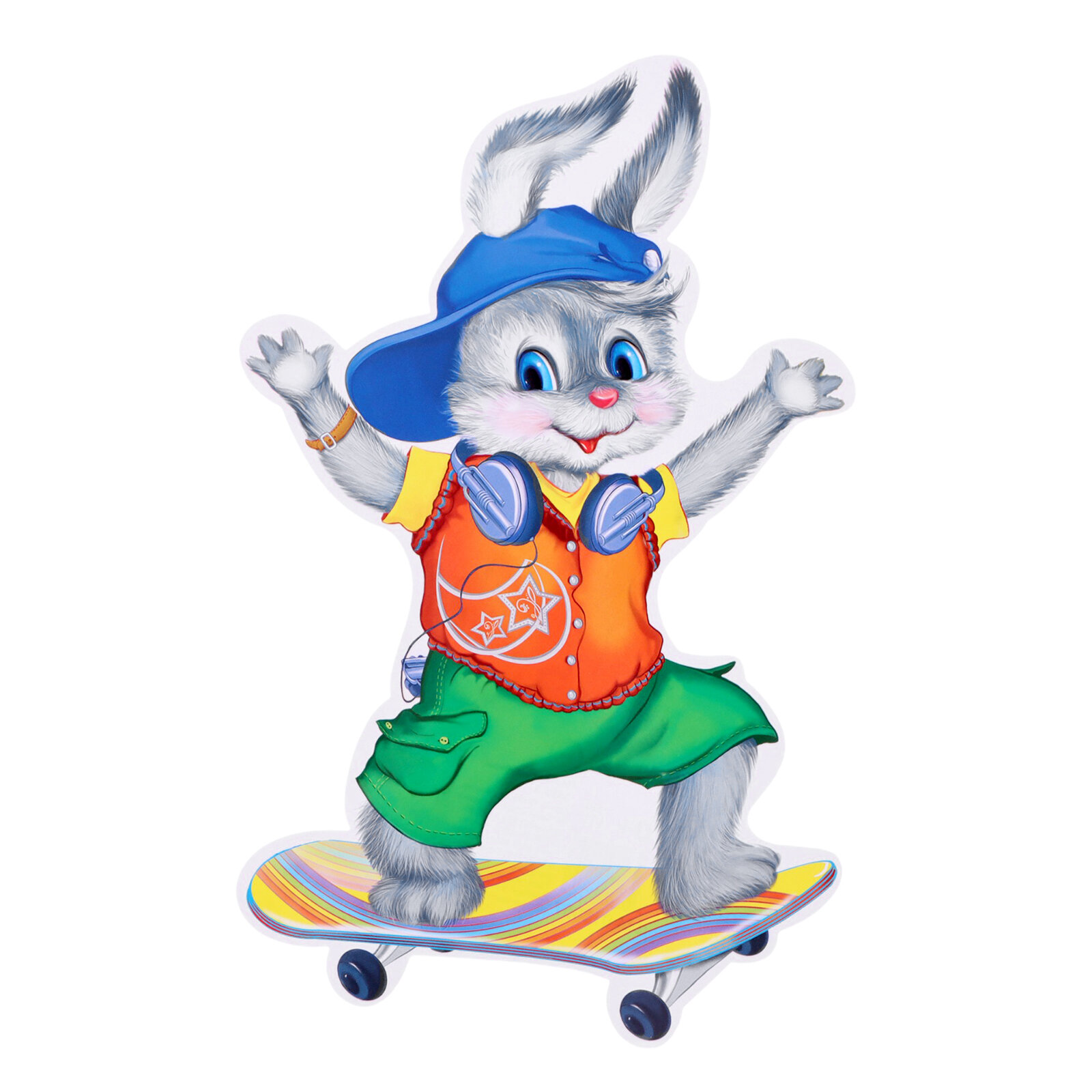 Плакат вырубной Зайчик на скейте А4 ФМ-013957