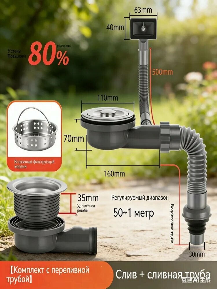 Плоский сифон-бестселлер без перелива