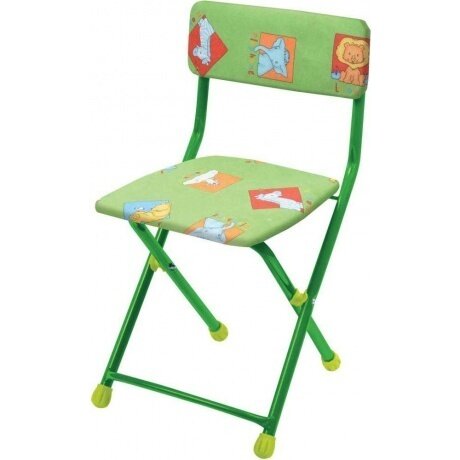 Стул детский складной "Умница"( сиденье и спинка мягкие ) СТУ-1/3, зверята на зеленом
