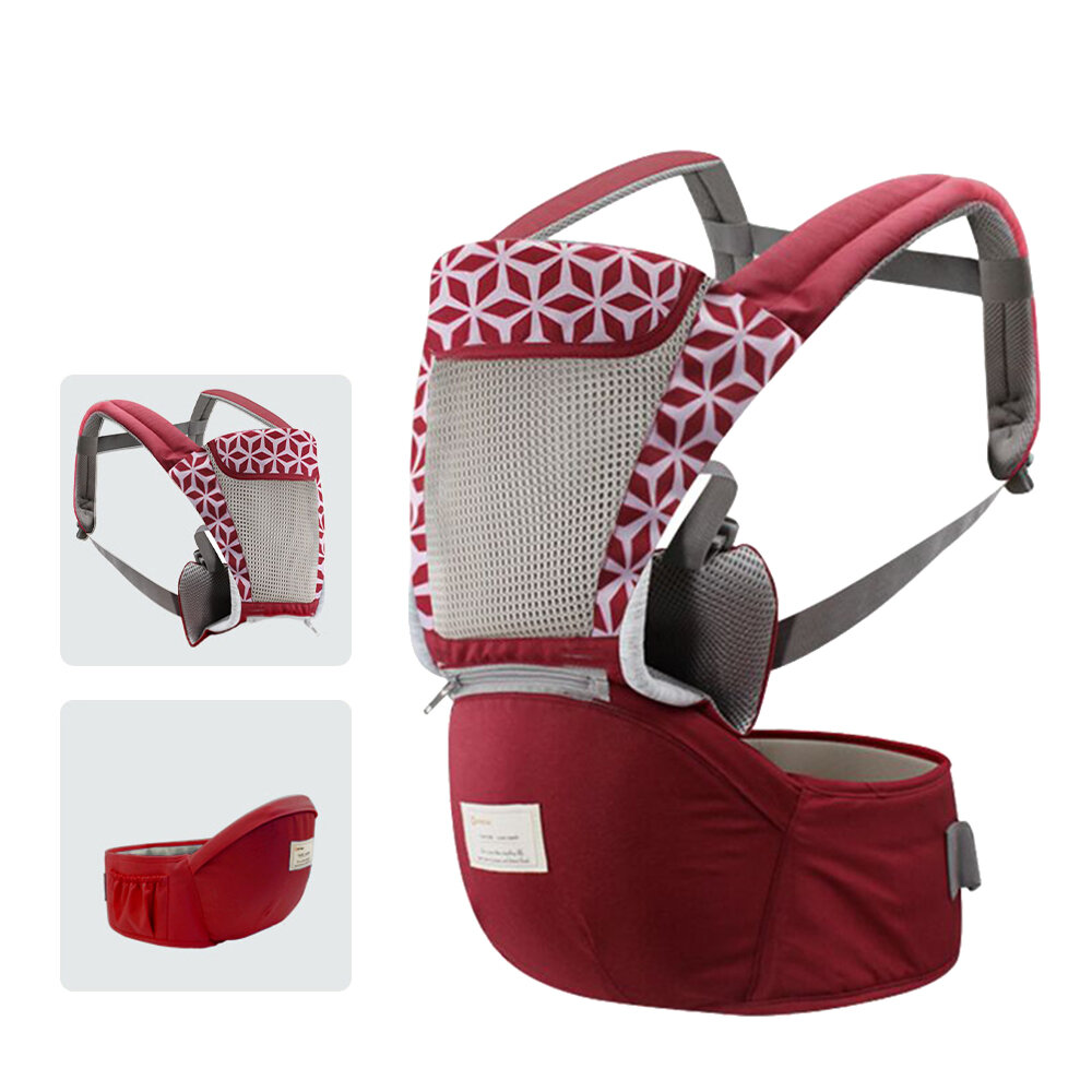 Рюкзак-переноска для детей с поясным сиденьем Дышащий и съемный дизайн Регулируемые ремни Боковые карманы Многофункциональный эргономичный рюкзак для переноски детей Безопасное сиденье-пояс для малышей от 0 до 36 месяцев Для младенцев и детей