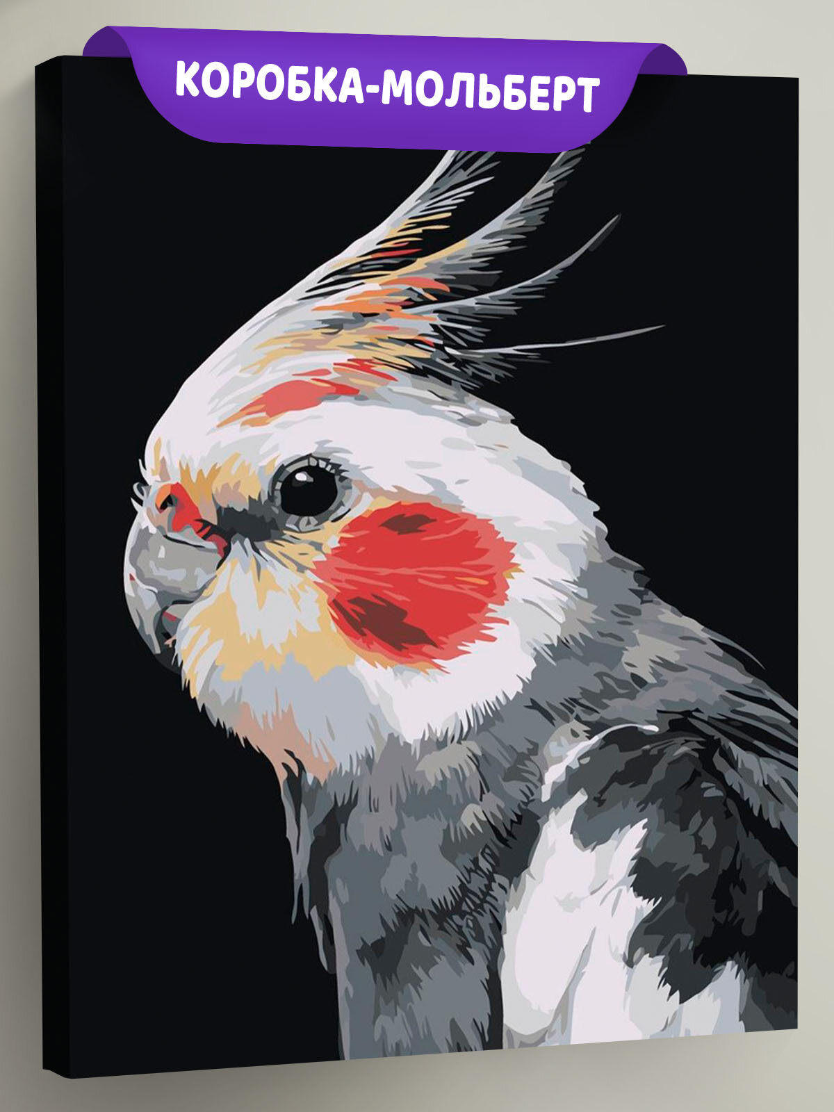 Картина по номерам на холсте с подрамником 40х50 "Попугай корелла серый"